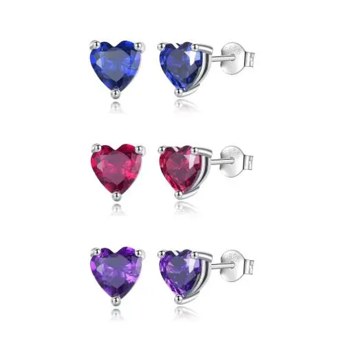DONATELLO GIAN Set Of Sterling Silver Heart Earrings - Blue