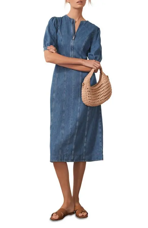 Mint Velvet Denim Zip Midi Dress