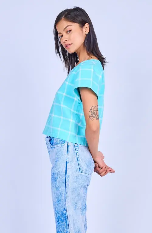 MOKUYOBI Grid Crop Top - Sky