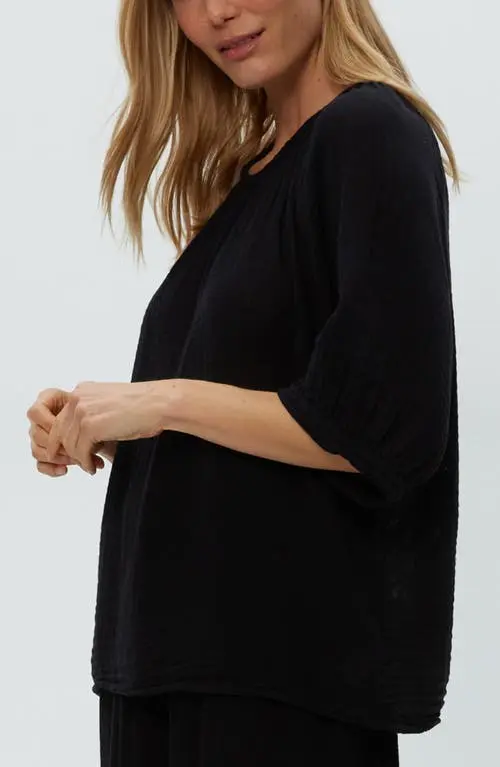 Michael Stars Jane Puff Sleeve Top - Black