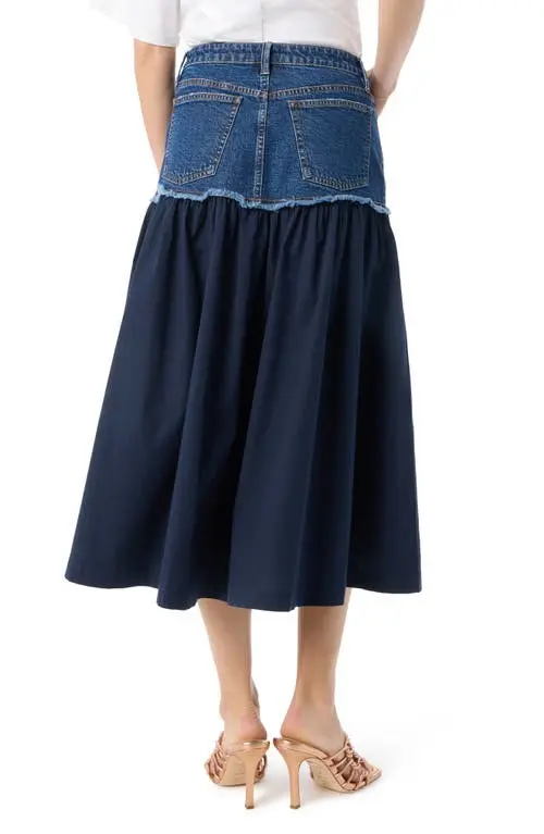 DO BY DEE OCLEPPO Combo Tiered Denim Maxi Skirt