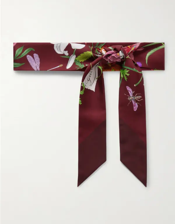 Gucci Flora Printed Silk-twill Scarf - Burgundy