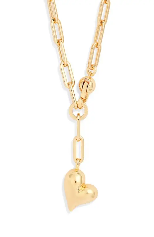 Jenny Bird Puffy Heart Charm Paper Clip Chain Necklace - High Polish Gold