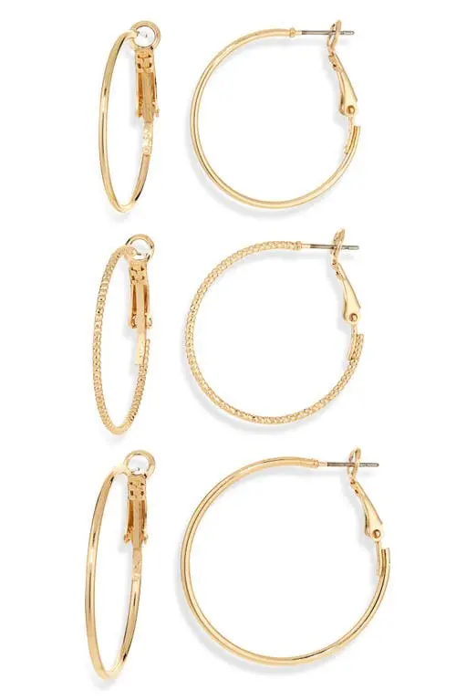 Bp. Set Of Three Hoop Earrings - Gold