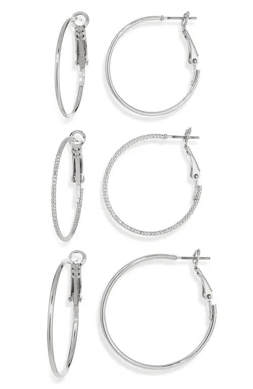 Bp. Set Of Three Hoop Earrings - Rhodium