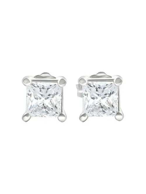 BLISS DIAMOND 1 1/4ct Princess Cut Lab Grown Diamond Stud Earrings - 14k White Gold