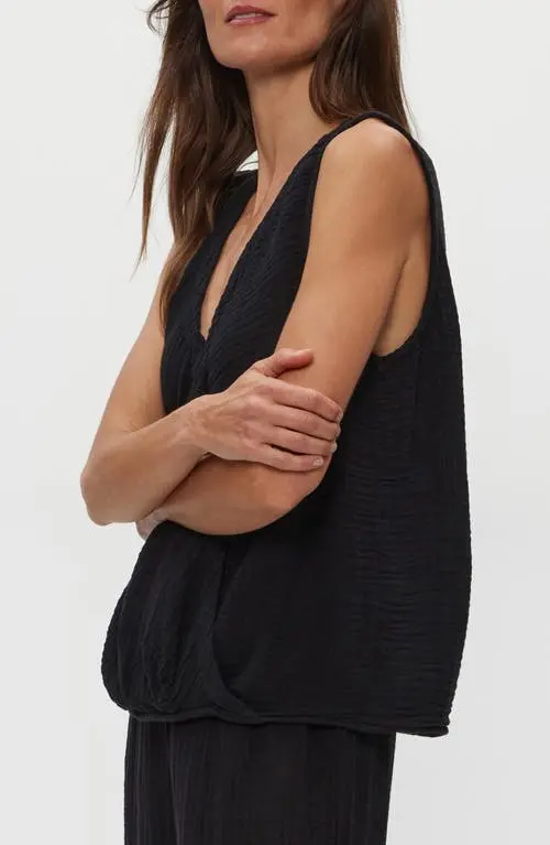 Michael Stars Kate Surplice Sleeveless Top - Black