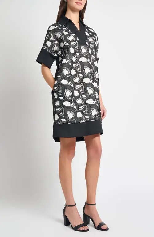 Ming Wang Mixed Media Lace Shift Dress