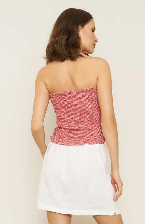 WHIMSY + ROW Matilda Smocked Tube Top - Red Gingham