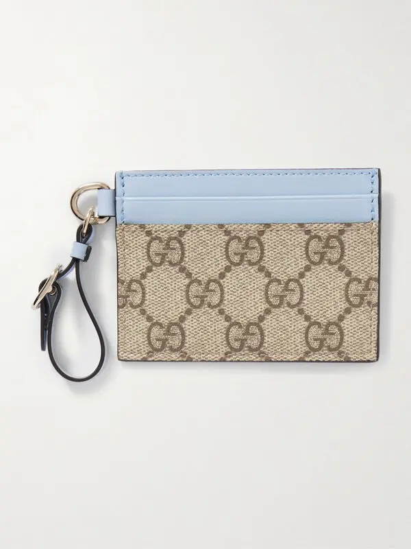 Gucci Gg Emblem Printed Coated-canvas And Leather Cardholder - Neutrals