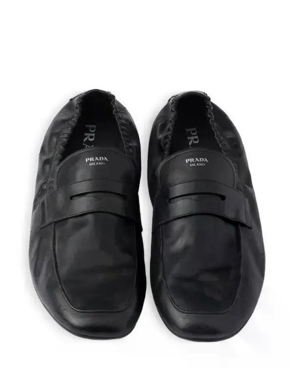 Prada Shuffle Antiqued Leather Loafers - Black