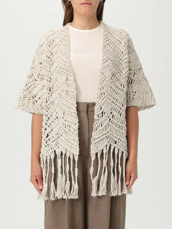 Brunello Cucinelli Crochet Kimono With Fringe