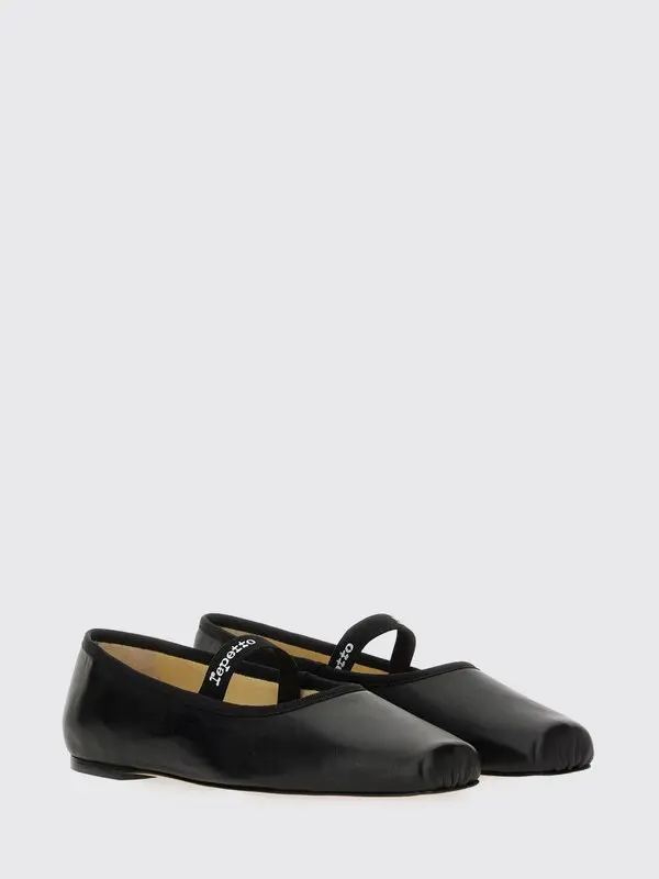 Repetto Lizbeth Calfskin Mary Jane Flats With Square Toe - Black