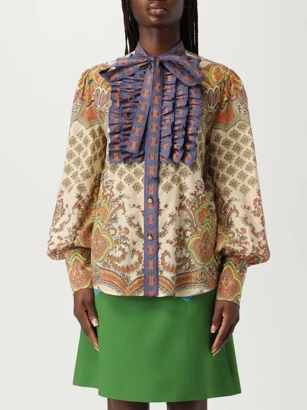 Valentino Garavani Paisley Print Tie Neck Shirt