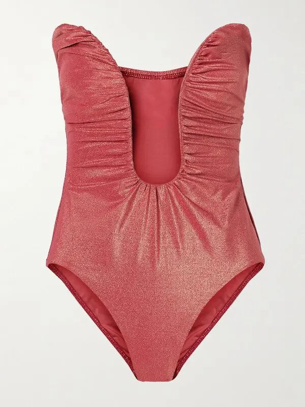 Zimmermann Rhiannon Metallic Strapless Swimsuit - Pink