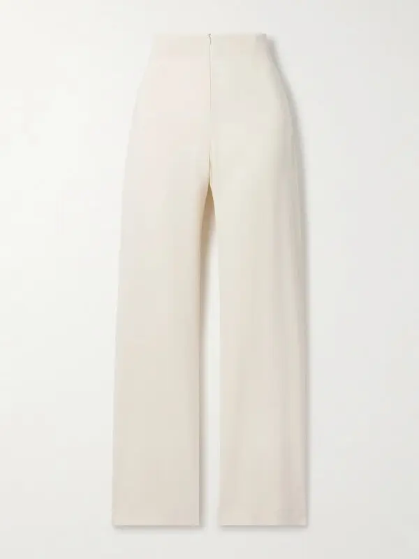 CORTANA Asa Linen-blend Crepe Straight-leg Pants - Neutrals