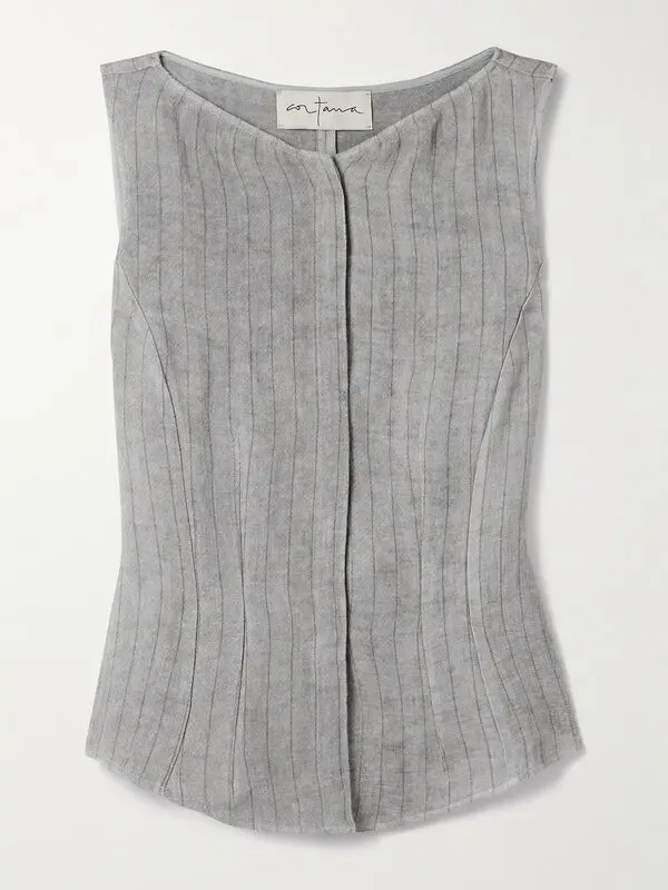 CORTANA Lupe Striped Linen Vest