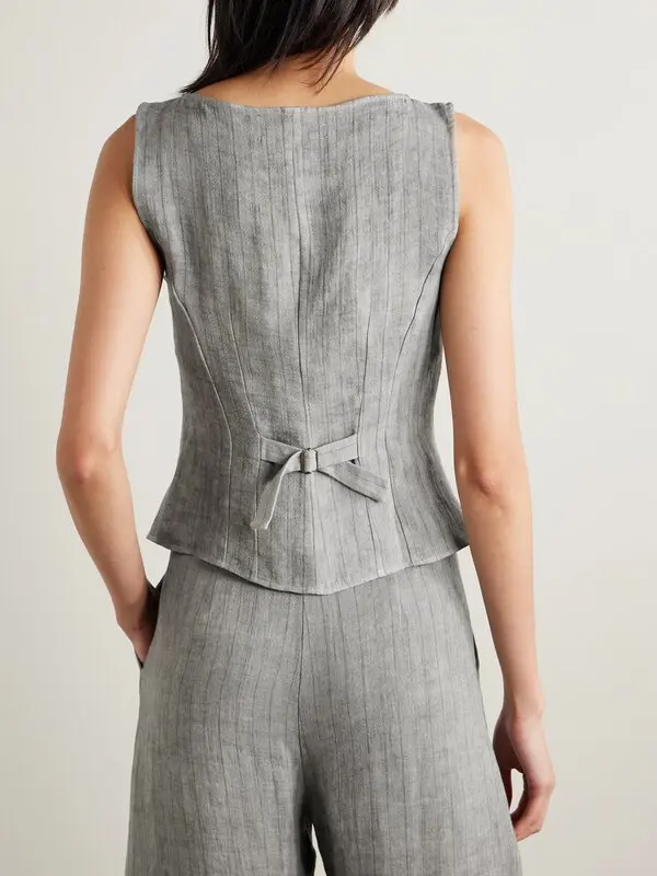 CORTANA Lupe Striped Linen Vest