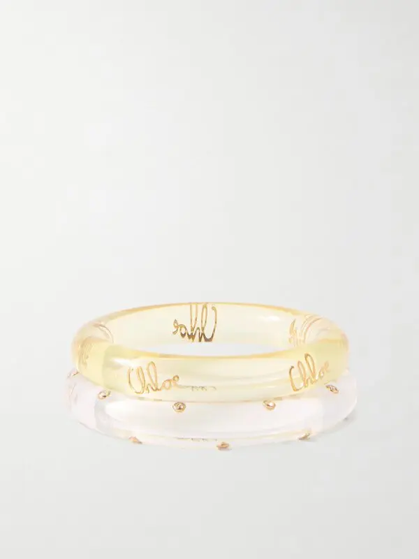Chloé Set Of Two Resin Bangles - Gold
