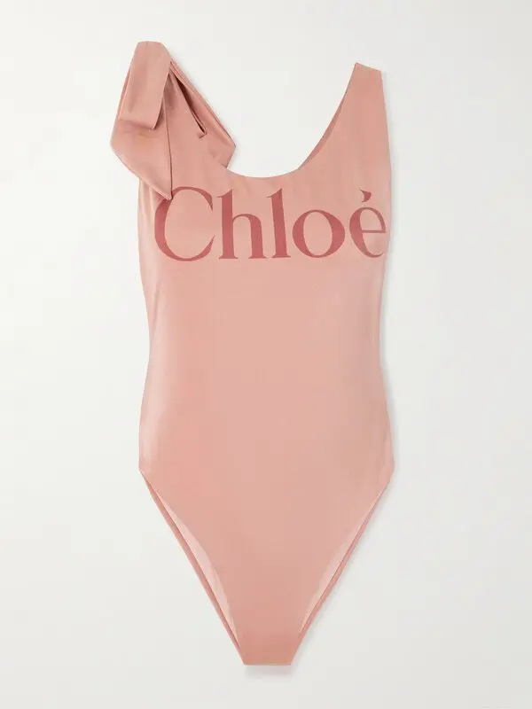 Chloé Tie-detailed Printed Swimsuit - Pink