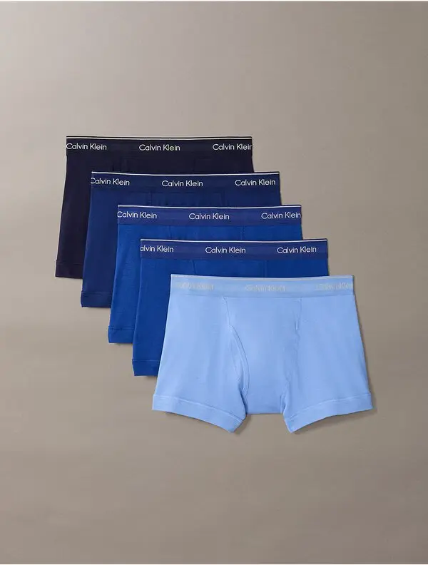 Calvin Klein Cotton Classics 5-pack Trunk - 1 Periwinkle / 2 Mazarine Blue /  1 Dark Night /  1 Evening Blue