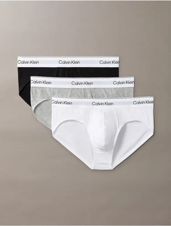 Calvin Klein Icon Cotton Stretch 3-pack Hip Brief - Grey Heather / White / Black