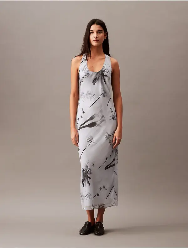 Calvin Klein Chiffon Botanic Print T-Back Maxi Dress In Antique - 70% Off |  Editorialist