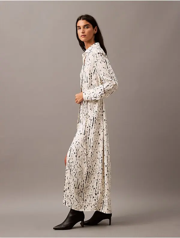 Calvin Klein Viscose Twill Maxi Shirt Dress In Chalk - 60% Off |  Editorialist
