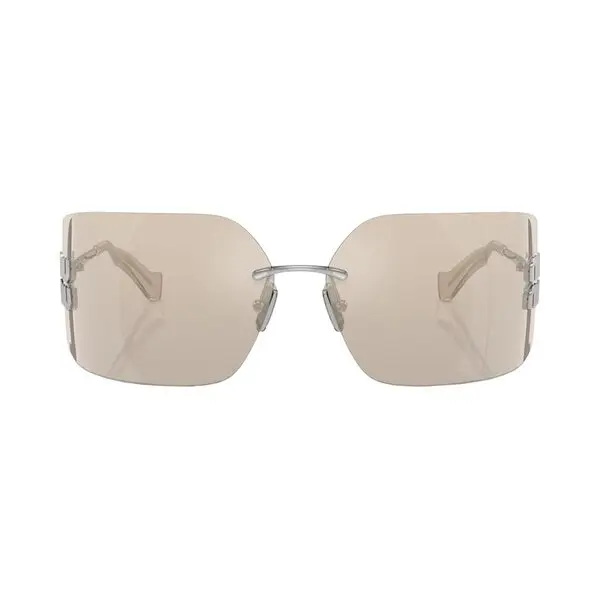 Miu Miu Irregular Rimless Sunglasses Brown Editorialist