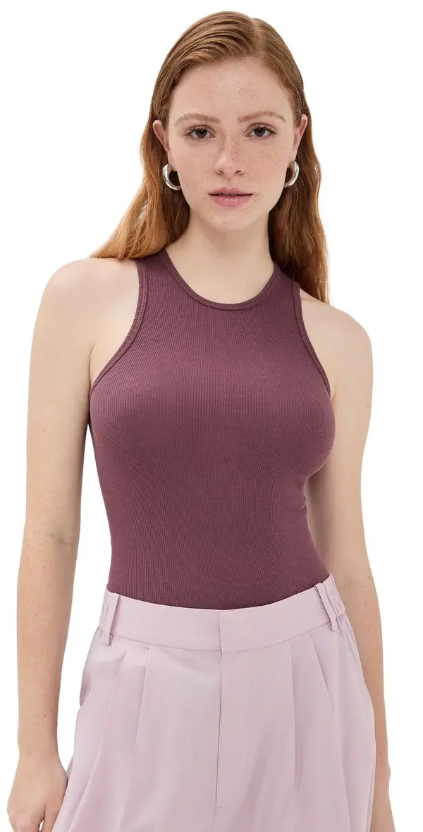 Tibi Circular Fine Rib Tank - Cinnamon