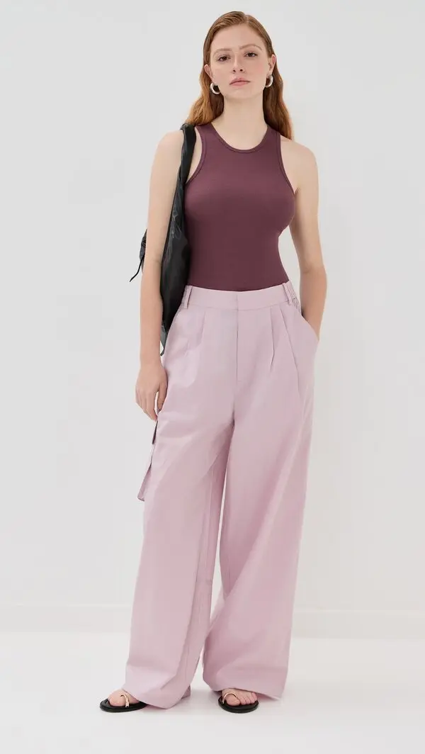 Tibi Circular Fine Rib Tank - Cinnamon
