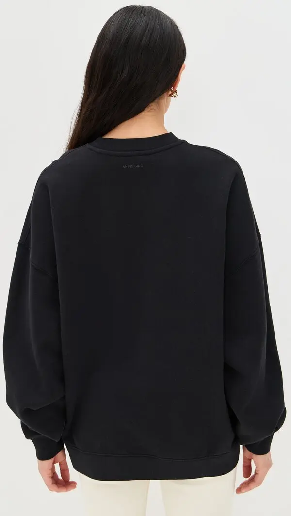 ANINE BING Miles Oversized Letterman Sweatshirt - Black