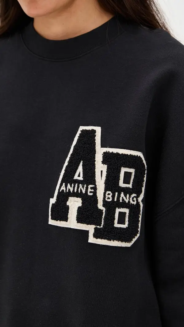 ANINE BING Miles Oversized Letterman Sweatshirt - Black