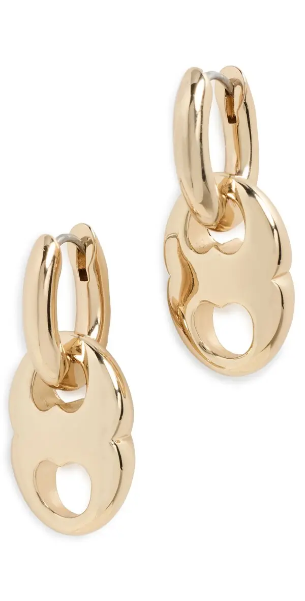 Tory Burch Small Gemini Link Hoop Earrings - Light Brass