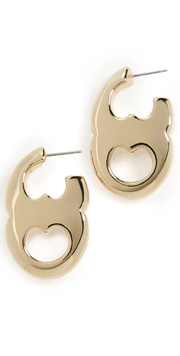 Tory Burch Gemini Link Hoop Earrings - Light Brass