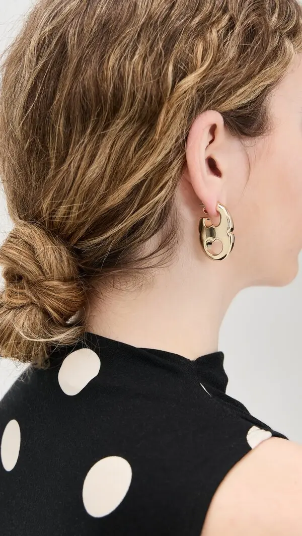 Tory Burch Gemini Link Hoop Earrings - Light Brass