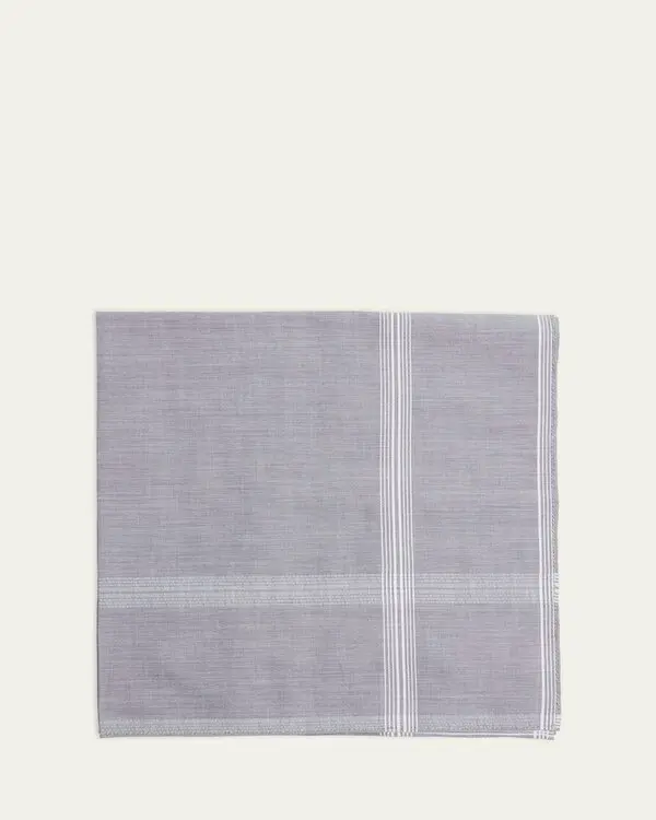 Charvet Cotton Check Handkerchief - Grey