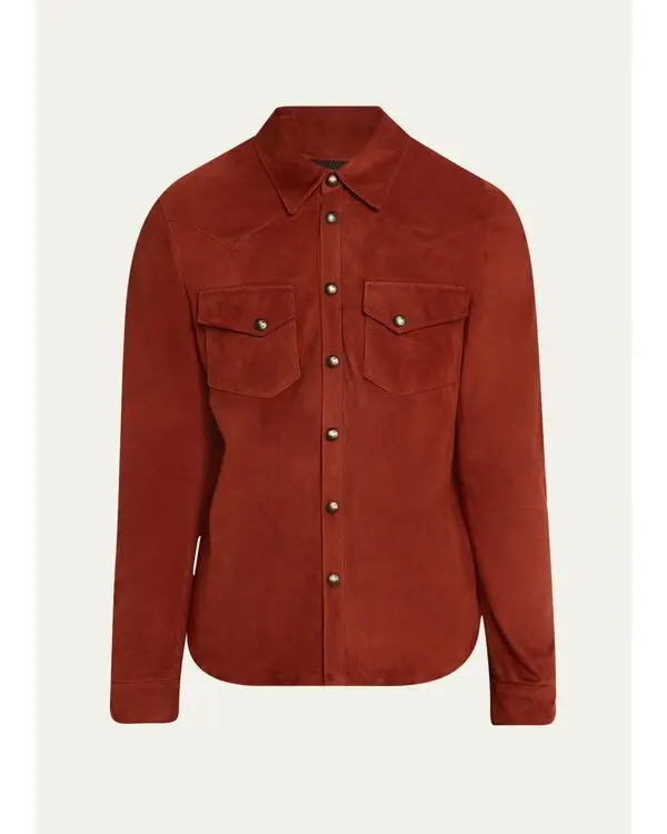 SAVAS Leather Shirt Jacket - Rust