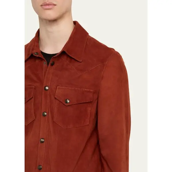 SAVAS Leather Shirt Jacket - Rust