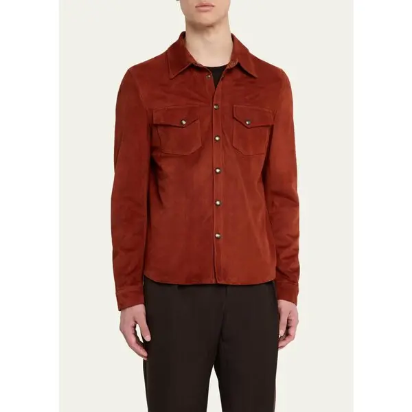 SAVAS Leather Shirt Jacket - Rust