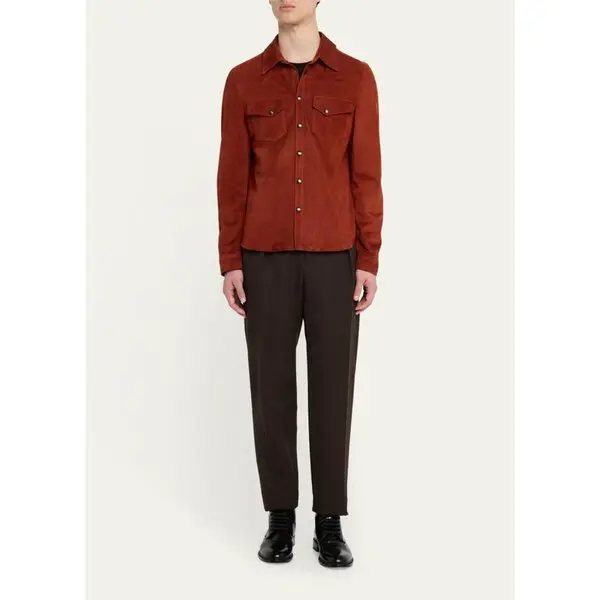 SAVAS Leather Shirt Jacket - Rust