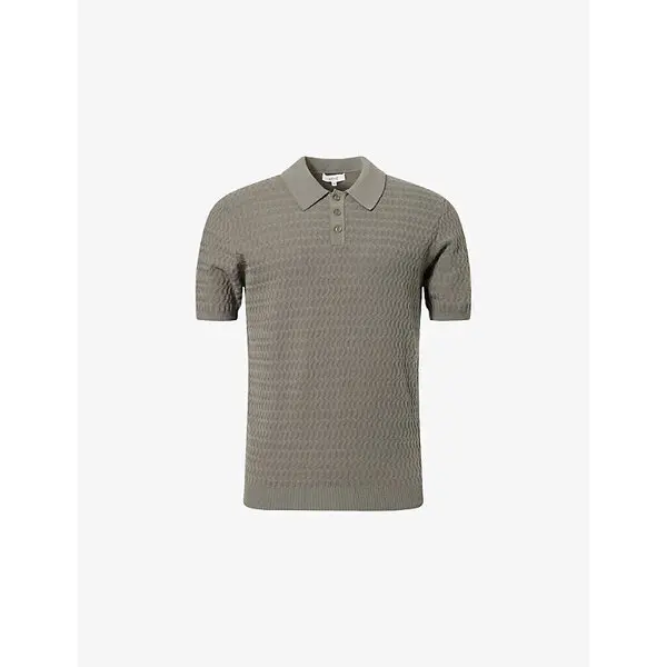 ARNE Wave Textured Cotton-knit Polo Shirt Xxl - Sage