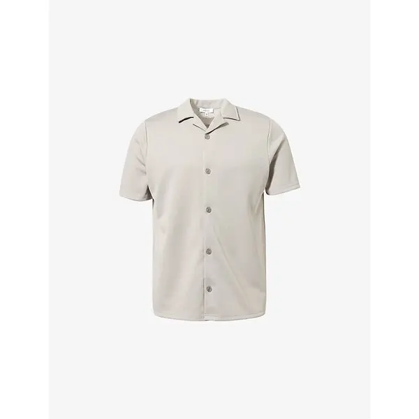 ARNE Textured Interlock Revere Camp-collar Stretch-woven Shirt - Stone