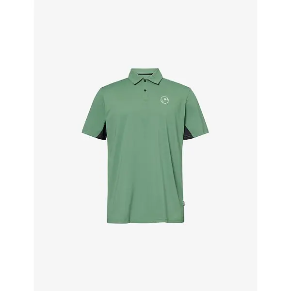 MALBON Piqué Logo-print Stretch-woven Polo Shirt - Forest/black
