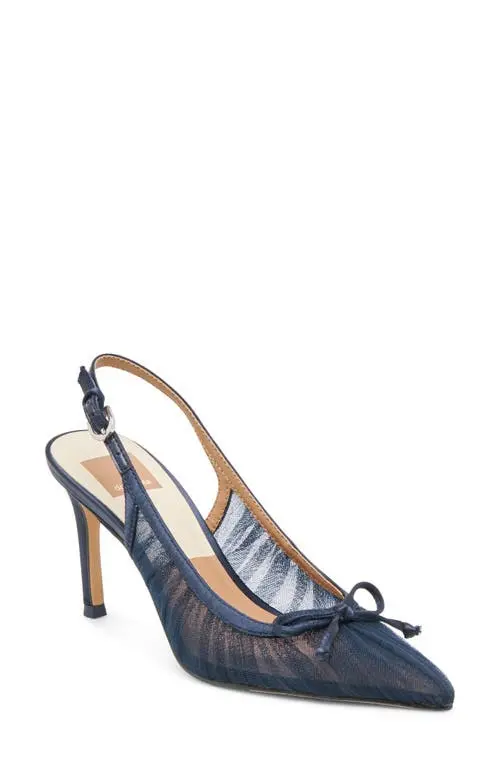 Dolce Vita Slingback Pointed Toe Pumps - Navy Tulle
