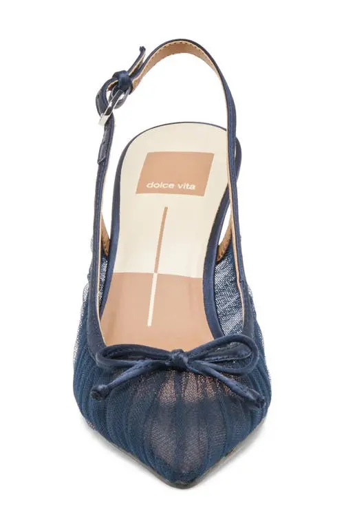 Dolce Vita Slingback Pointed Toe Pumps - Navy Tulle