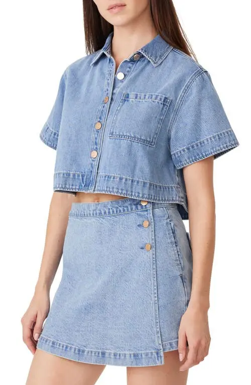 Habitual Crop Denim Shirt - Splash