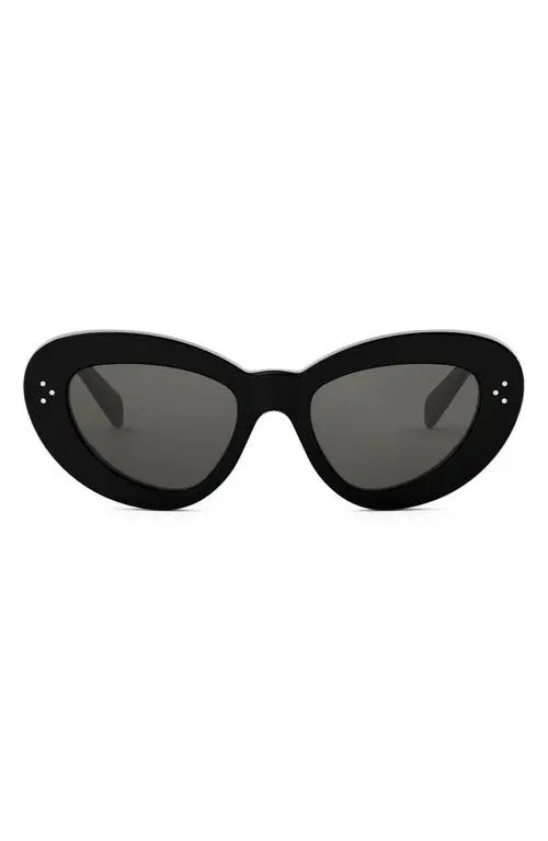 Celine Bold 3 Dots Cat Eye Sunglasses - Shiny Black / Smoke