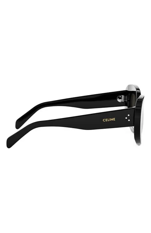 Celine Bold 3 Dots Cat Eye Sunglasses - Shiny Black / Smoke