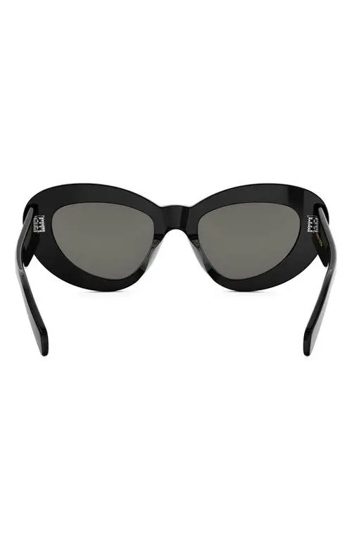Celine Bold 3 Dots Cat Eye Sunglasses - Shiny Black / Smoke